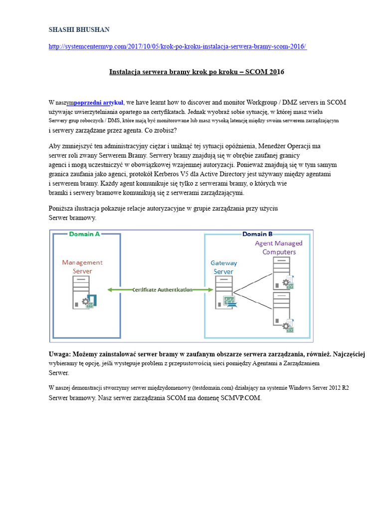 Instalacja Serwera Bramy Krok Po Kroku - SCOM 2016 | PDF