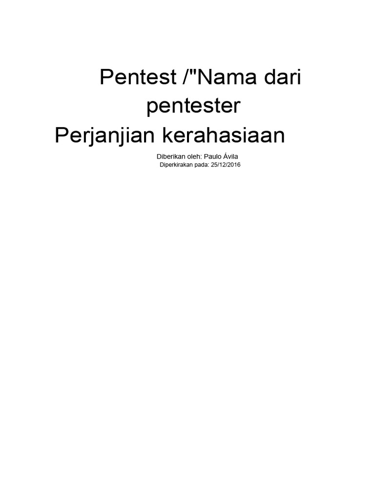 Perjanjian Kerahasiaan Pentester 2016 | PDF