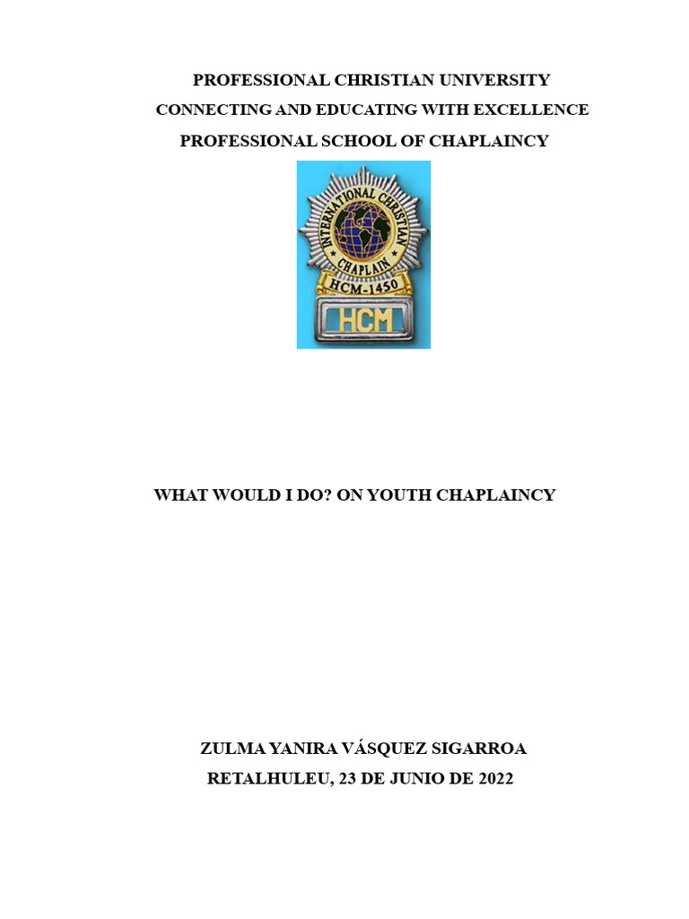 What To Do Youth Chaplaincy | PDF | Bible | Chaplain