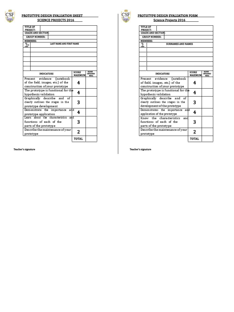 Prototype Design Evaluation Sheet | PDF | Prototype | Hypothesis