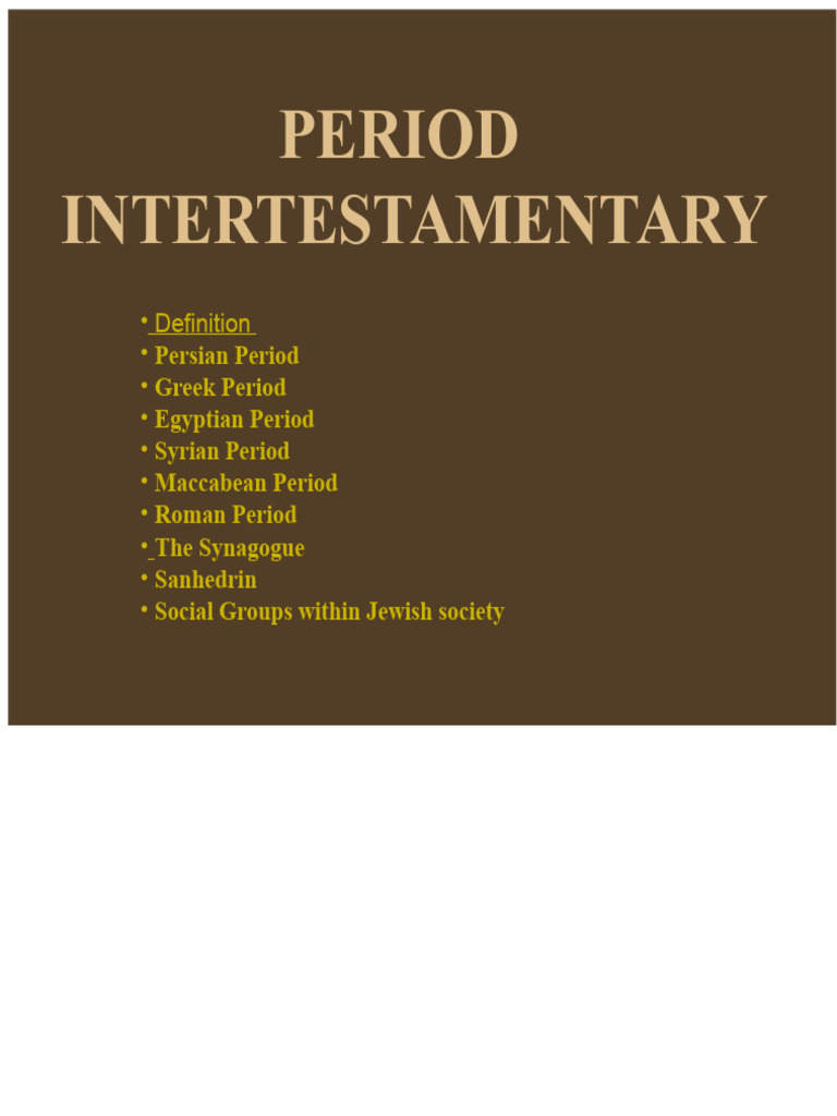 Intertestamental period | PDF | Synagogue | Hasmonean Dynasty