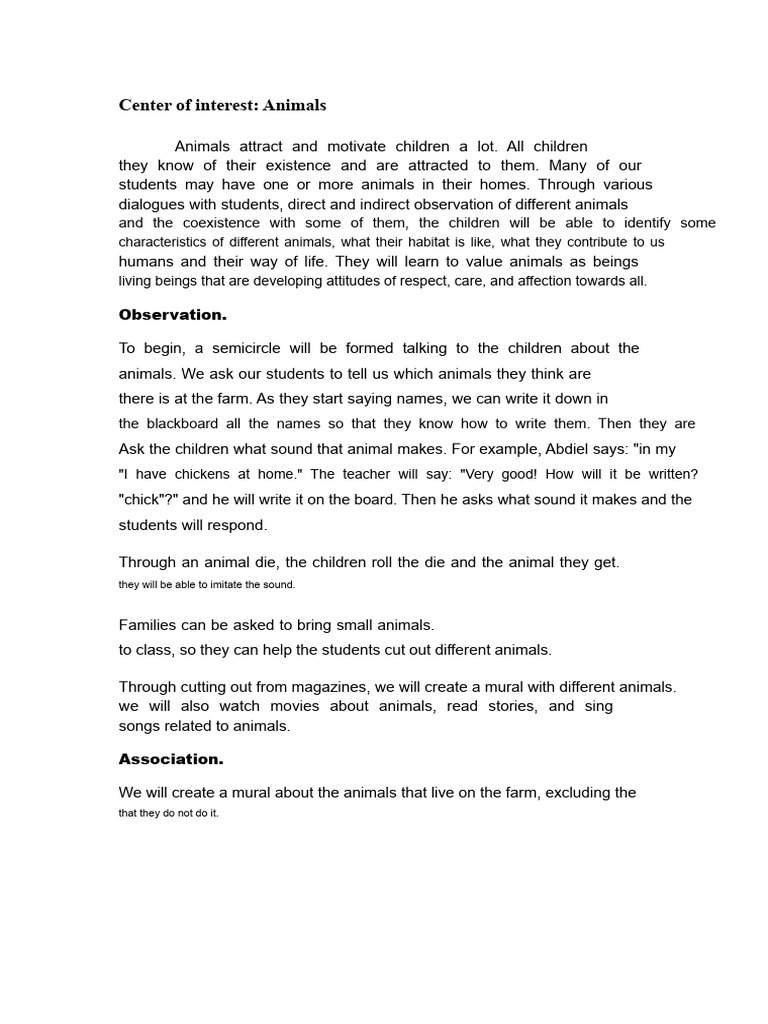 Farm Animals Interest Center | PDF | Learning