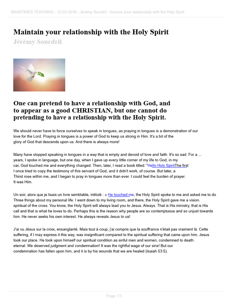 nurture your relationship with the Holy Spirit 35j | PDF | God In ...
