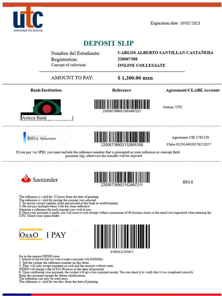 Payment Deposit Slip 2 | PDF | Receipt | Banks