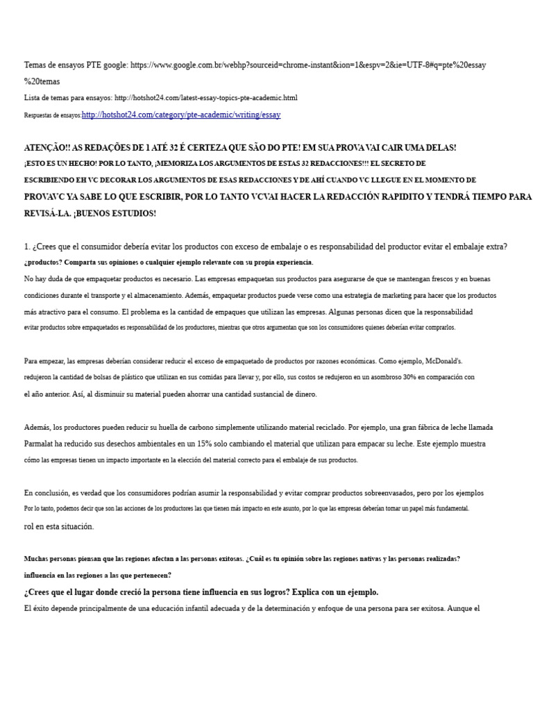 Ensayos PTE | PDF | Turismo | Internet
