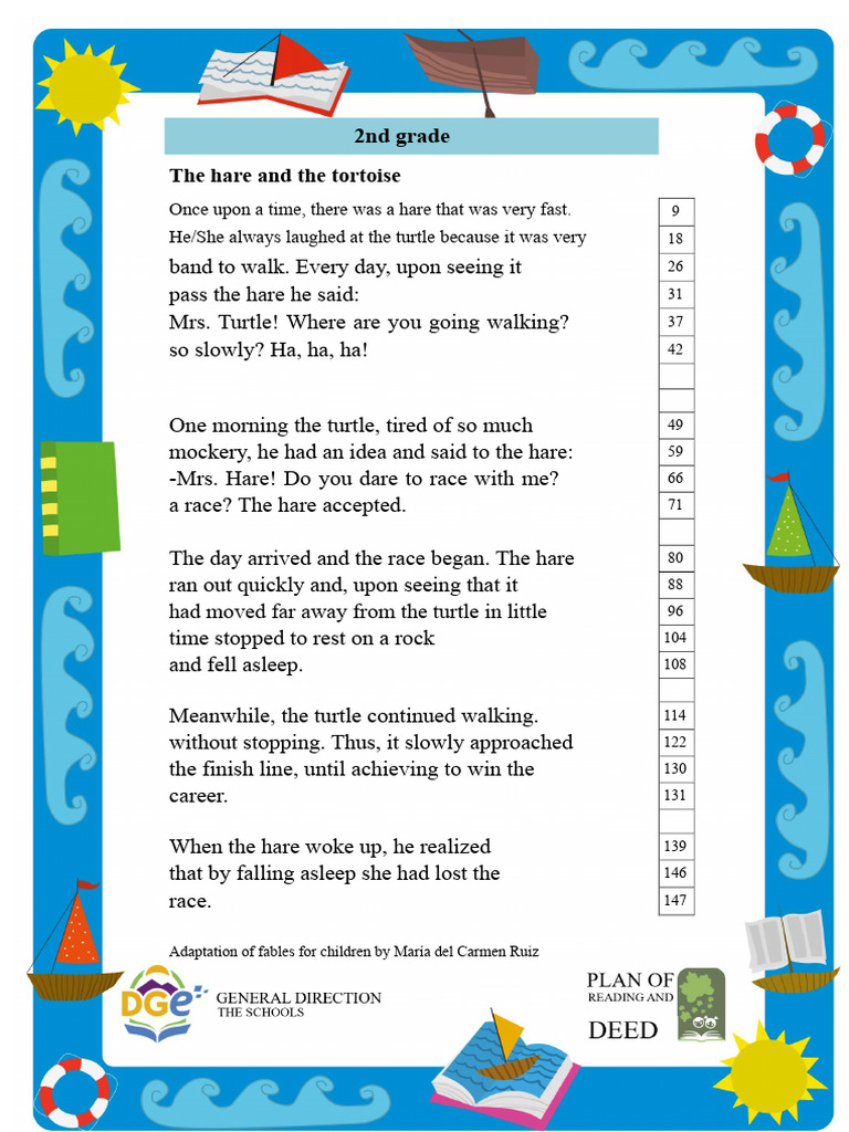 2nd grade - The hare and the tortoise | PDF