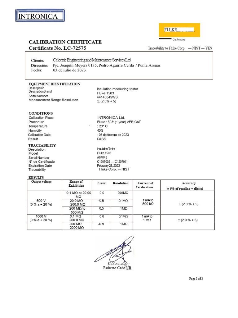Calibration certificate LC-72575 | PDF | Calibration | Accuracy And ...