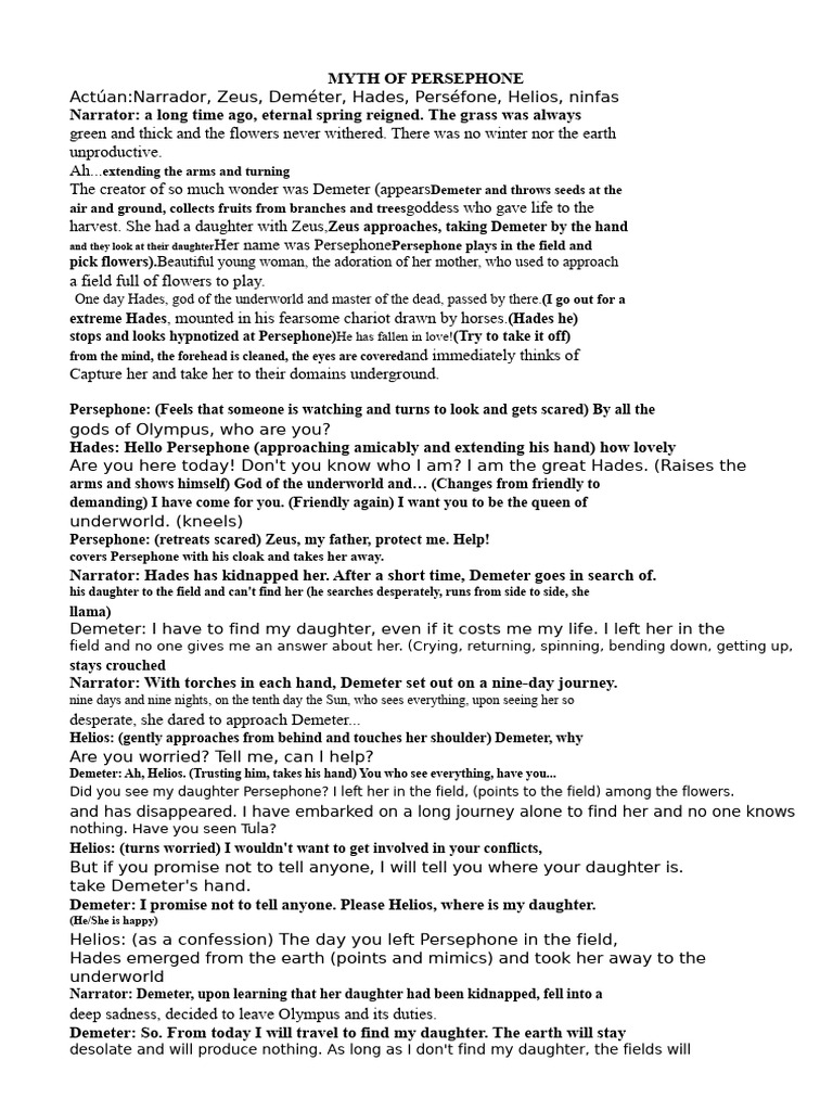 Persephone's Myth: Seasons Explained | PDF | Hades | Persephone