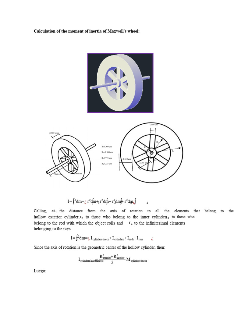 Calculation of the moment of inertia of the Maxwell wheel | PDF ...