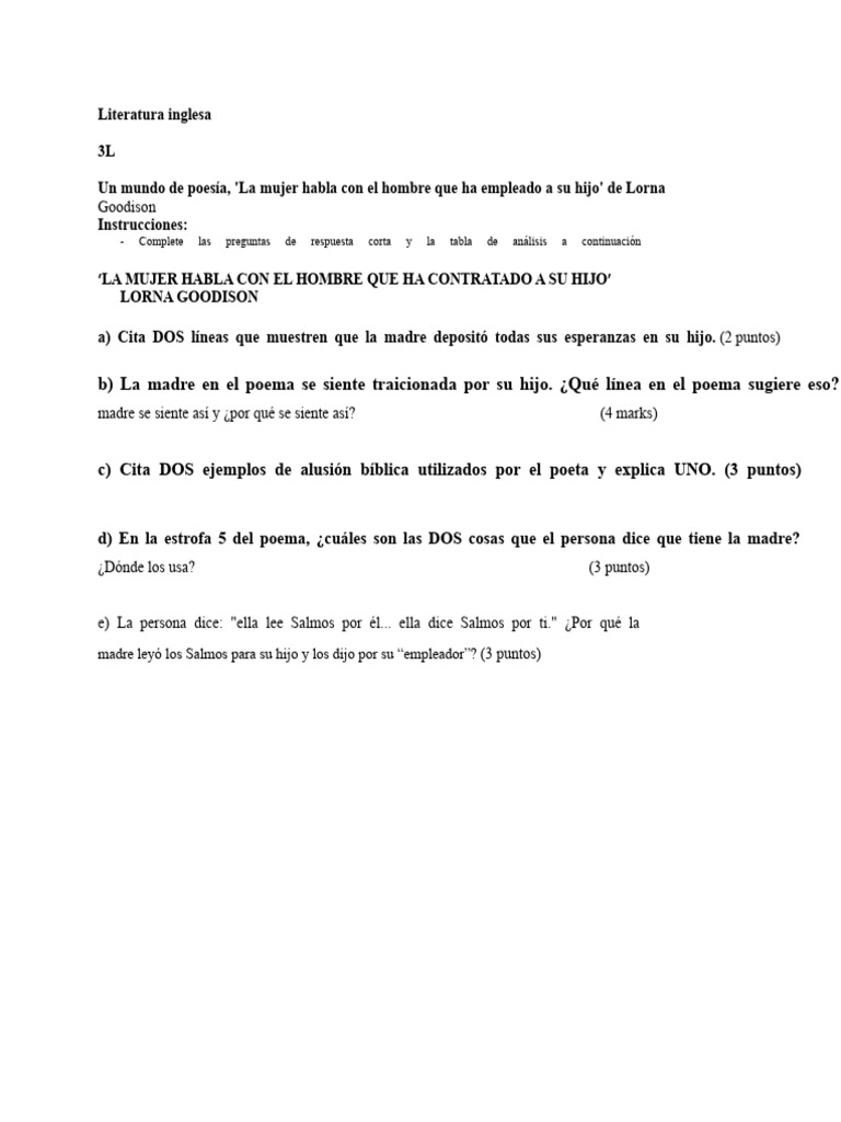 La Mujer Le Habla Al Hombre Que Ha Empleado A Su Hijo | PDF