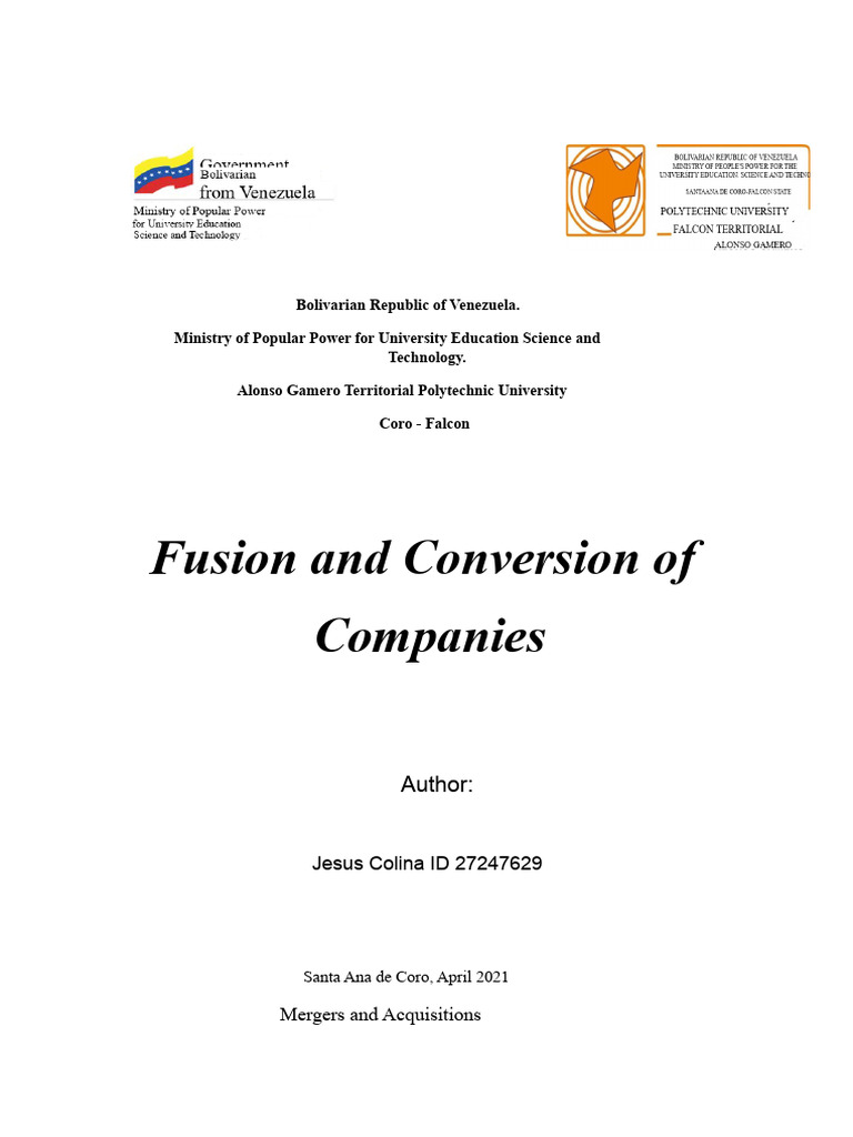 Types and Causes of Business Mergers | PDF | Mergers And Acquisitions ...