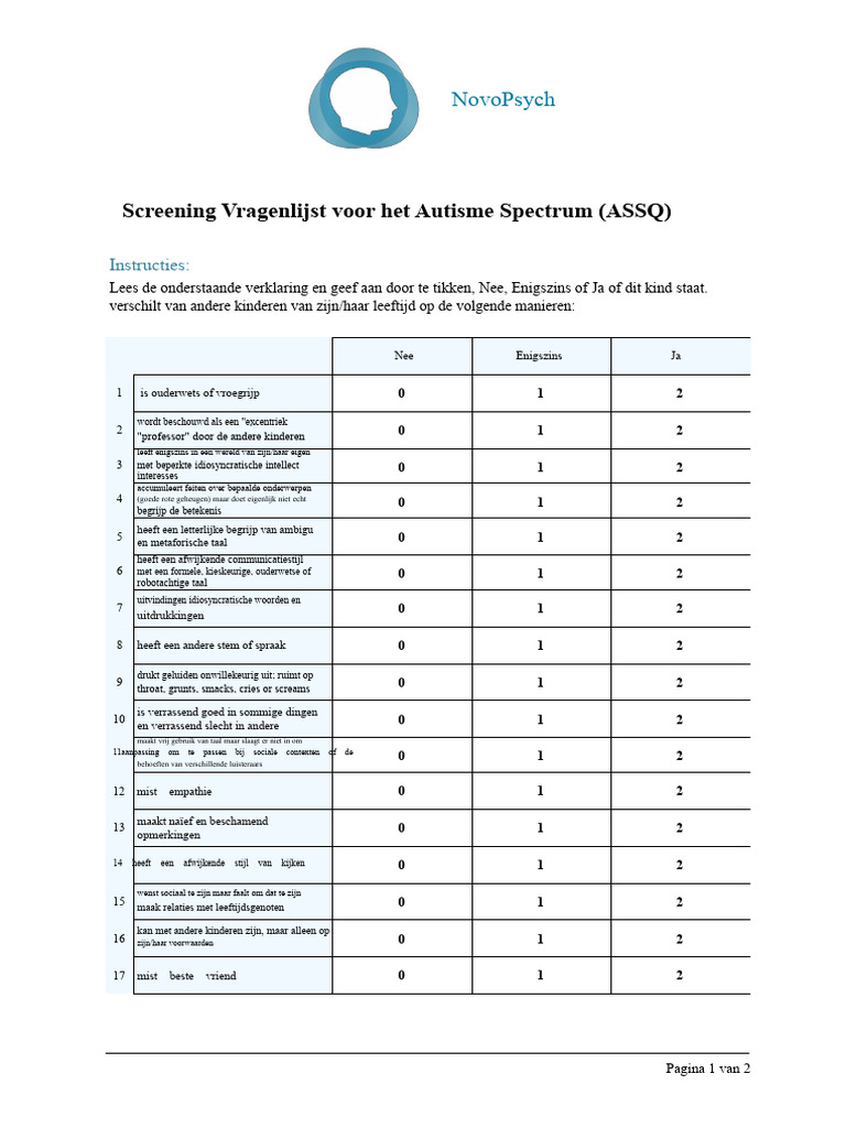 Autisme-Spectrum-Screening-Vragenlijst-assq-PDF (1)n | PDF
