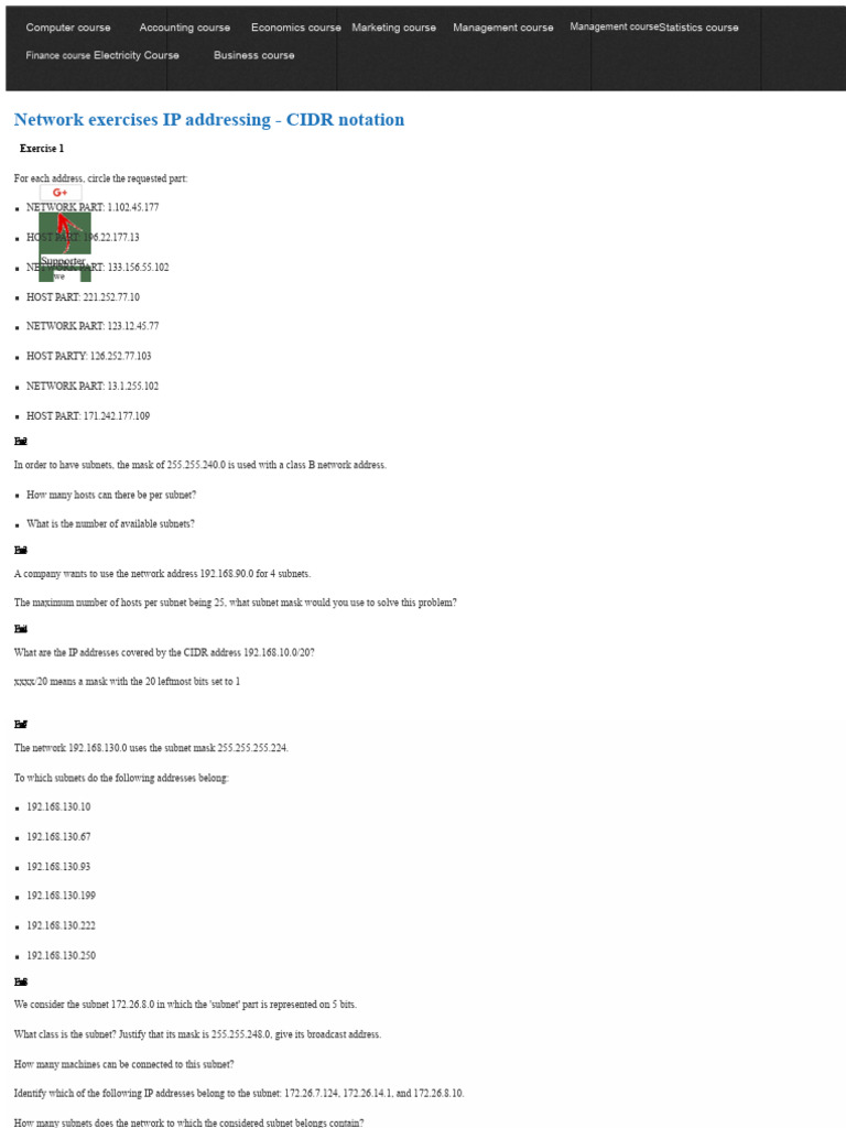 Network IP Addressing Exercises | PDF
