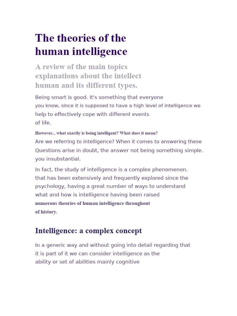 human intelligence | PDF | Intelligence | Intelligence Quotient
