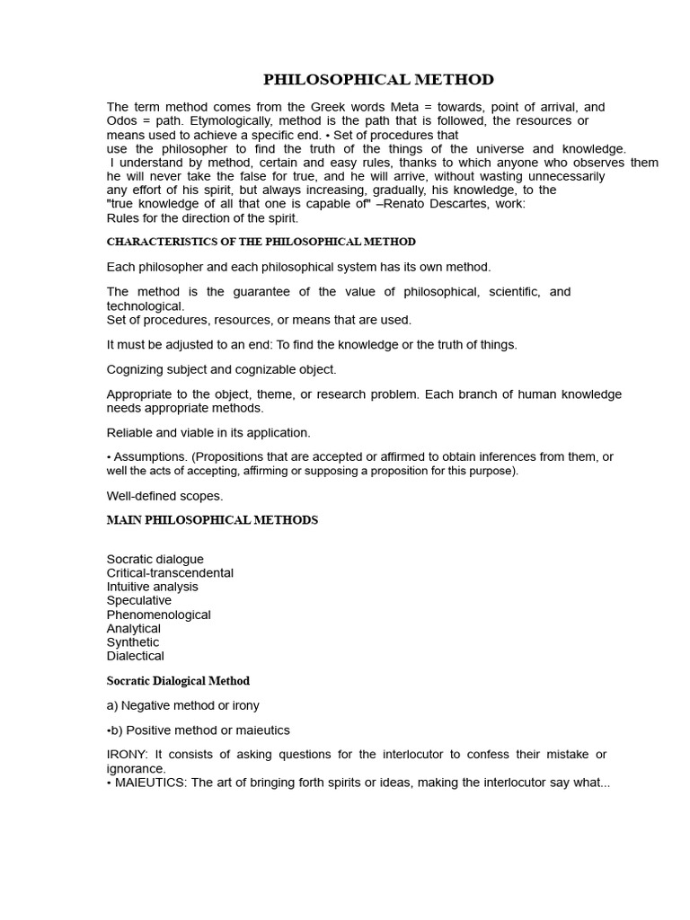 PHILOSOPHICAL METHOD.docx | PDF | Dialectic | Knowledge