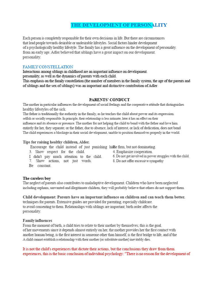 Influence of Family on Personality Development | PDF | Sibling | Family