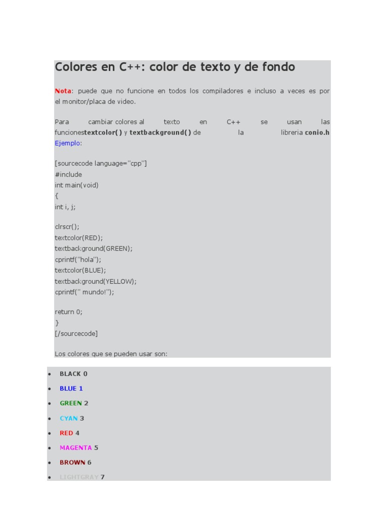 Colores en C | C ++ | Comunicación