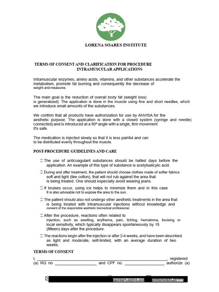 informed-consent-intramuscular-applications.pdf | PDF | Injection (Medicine) | Medical Treatments