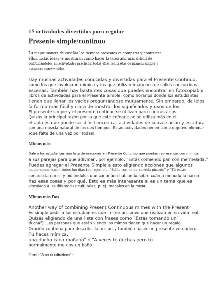 Actividades Divertidas para Enseñar Tiempos Verbales | PDF | Verbo