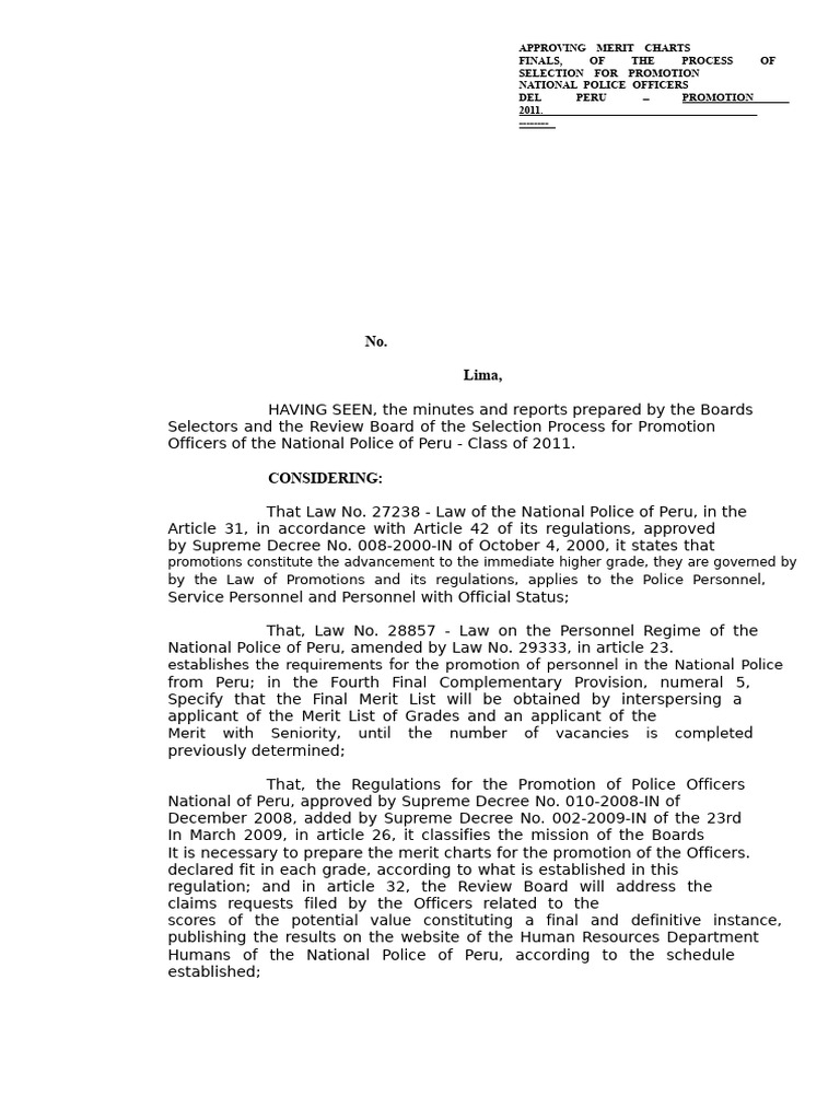 2011 National Police Promotion Merit List | PDF