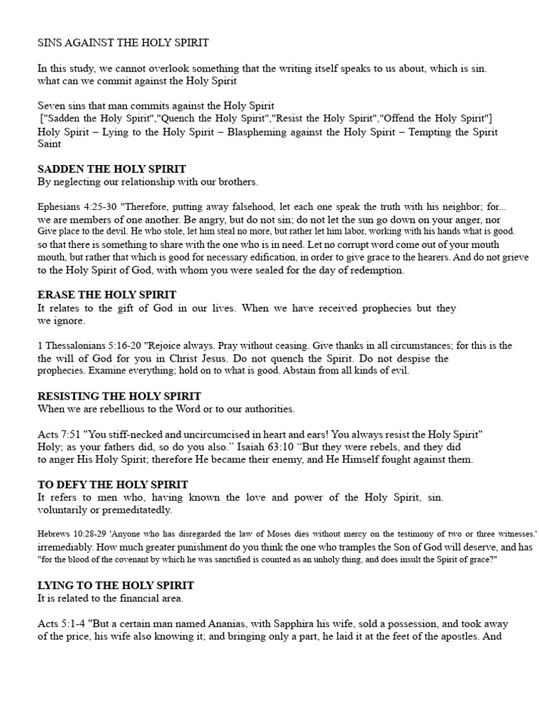 8 Sins against the Holy Spirit.docx | PDF | Religious Belief And ...