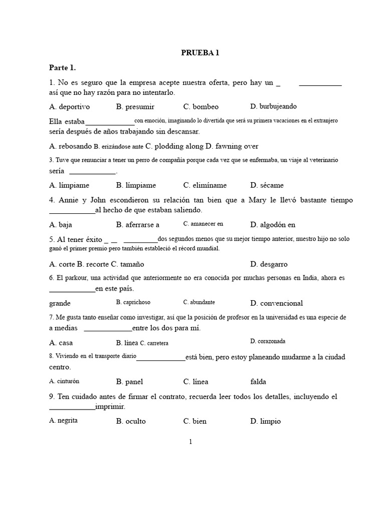 Lexico Gramática - Prueba 1 | PDF