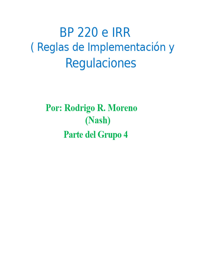 BP 220 y Reglas y Regulaciones de Implementación | PDF