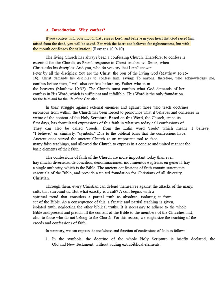 The Confessions of Faith | PDF | God The Father | God In Christianity