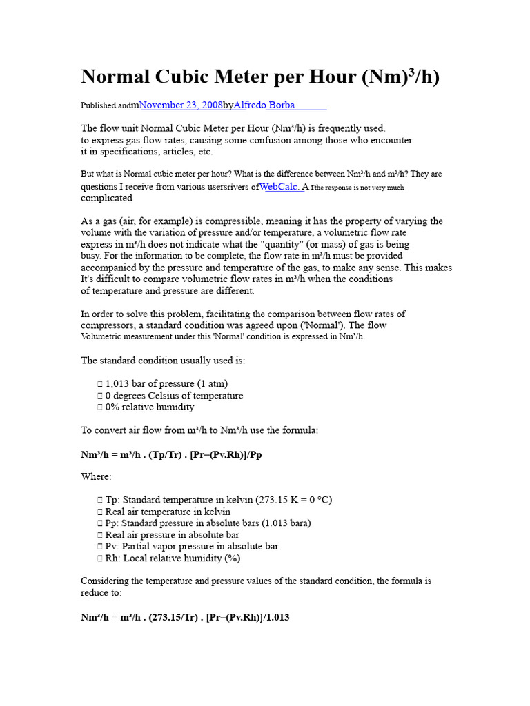 Understanding Normal Cubic Meter Flow Rates | PDF | Gas Technologies ...