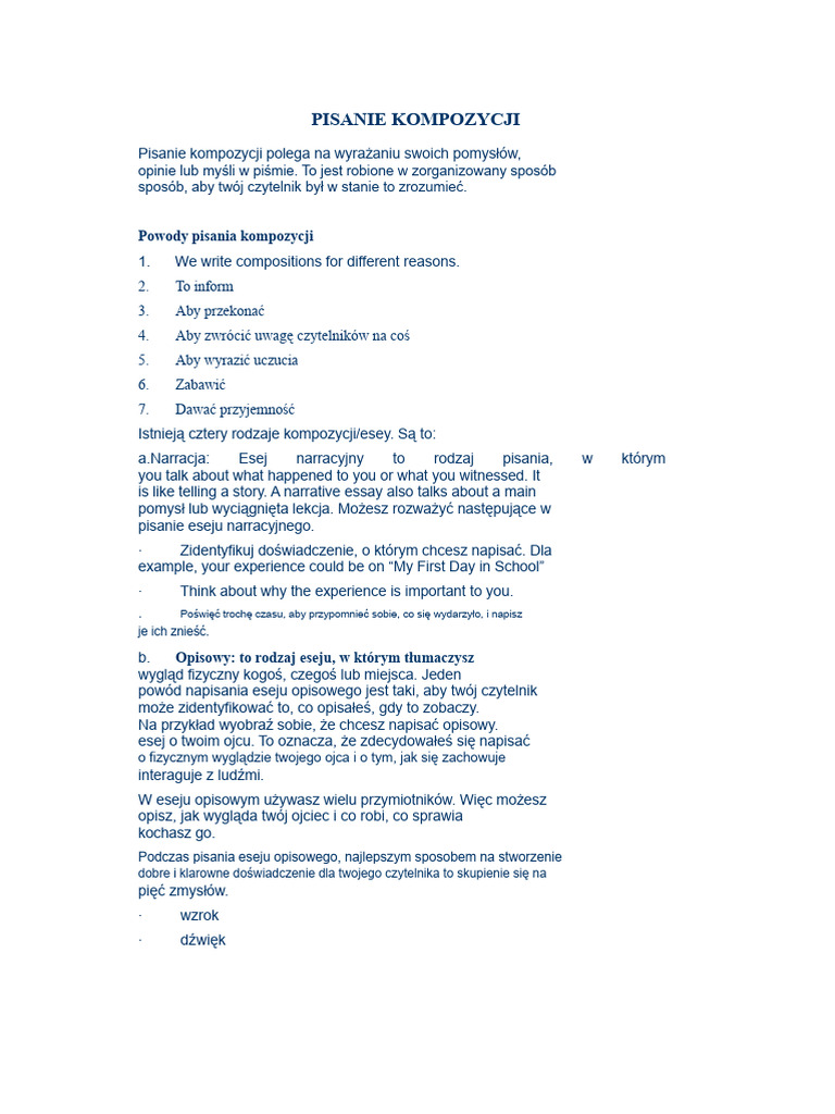 Pisanie kompozycji | PDF