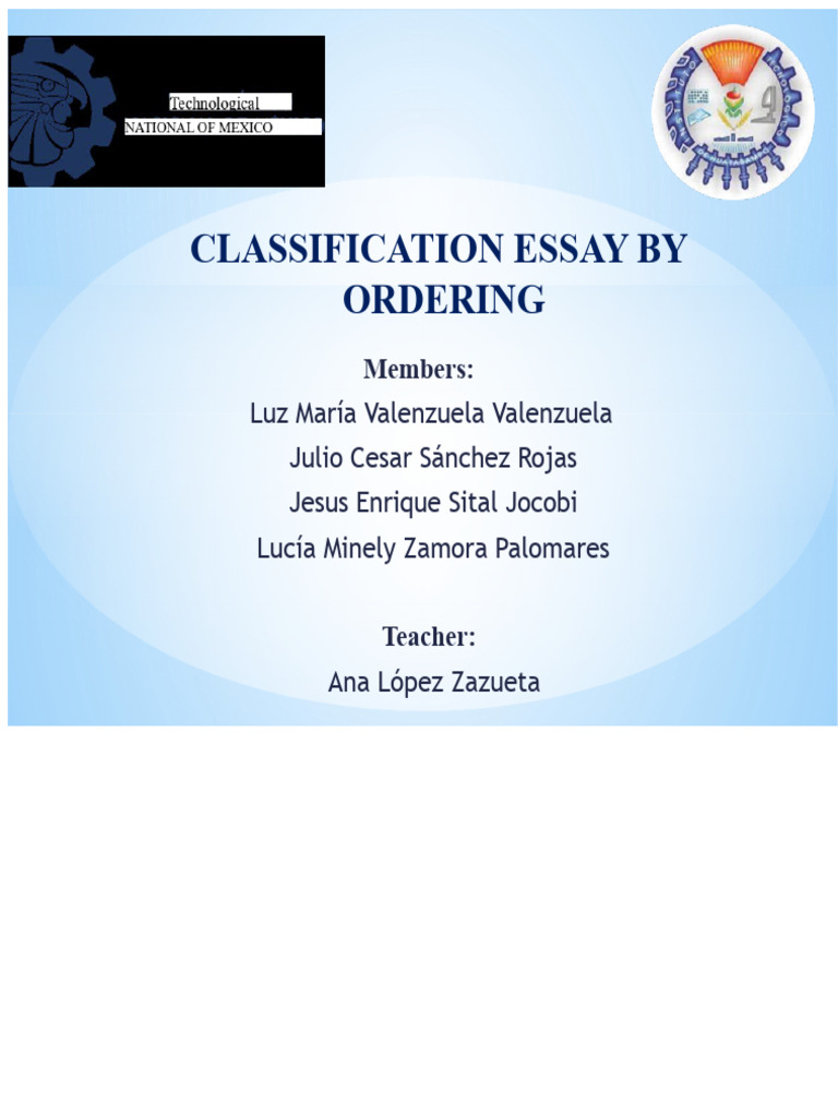 Classification Essay by Sorting | PDF | Stimulus (Physiology)