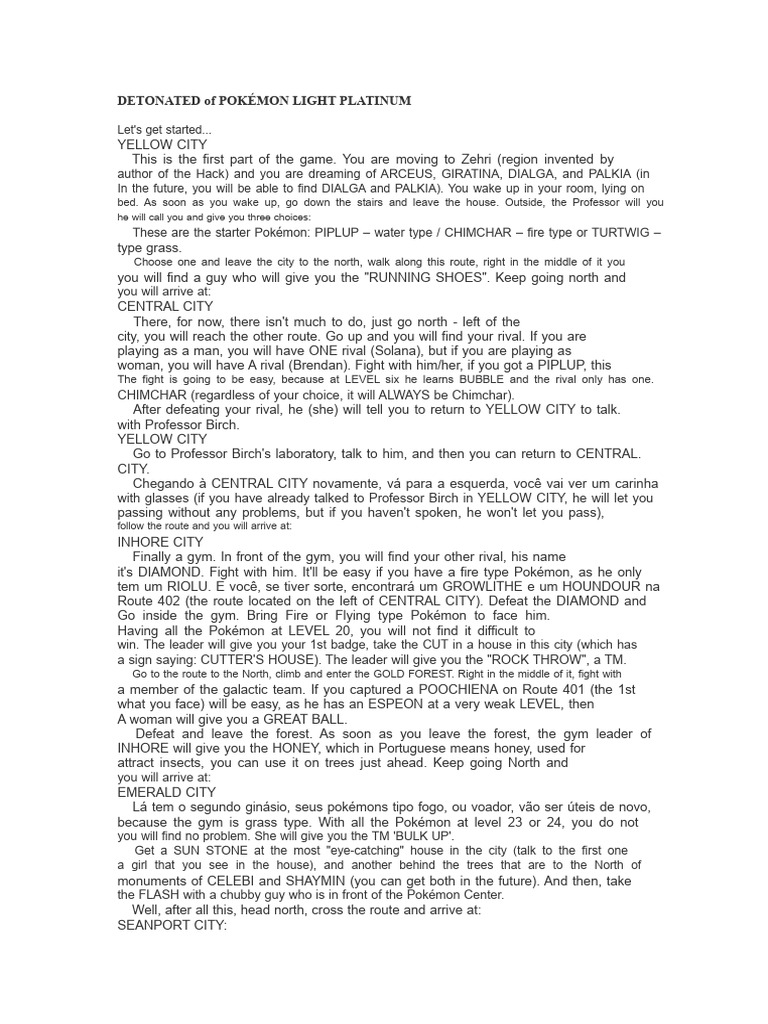 Walkthrough Pokemon Platinum Pdf Pokémon