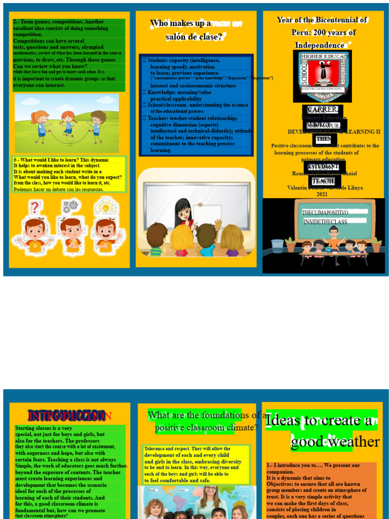Classroom Environment Brochure | PDF | Teachers | Learning