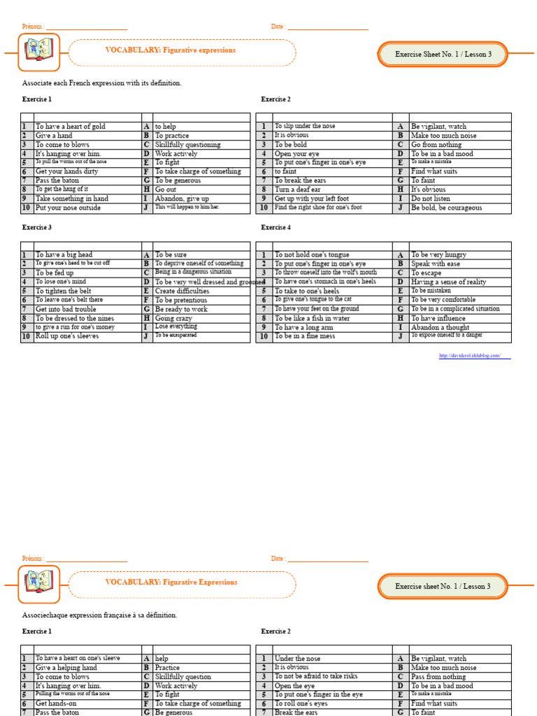 Exercises-Sense-Figure-The-Figurative Expressions + Corrections | PDF
