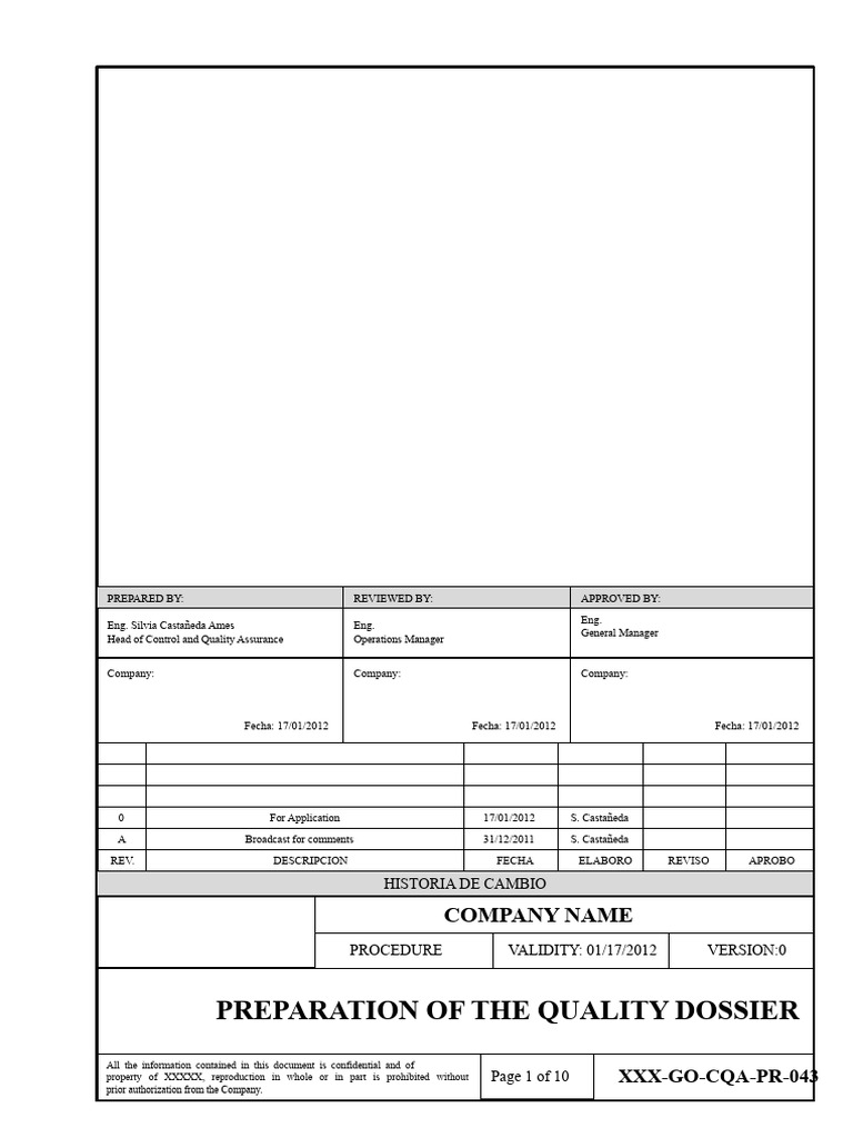 Quality Dossier Preparation Procedure | PDF | Quality Management | Concrete