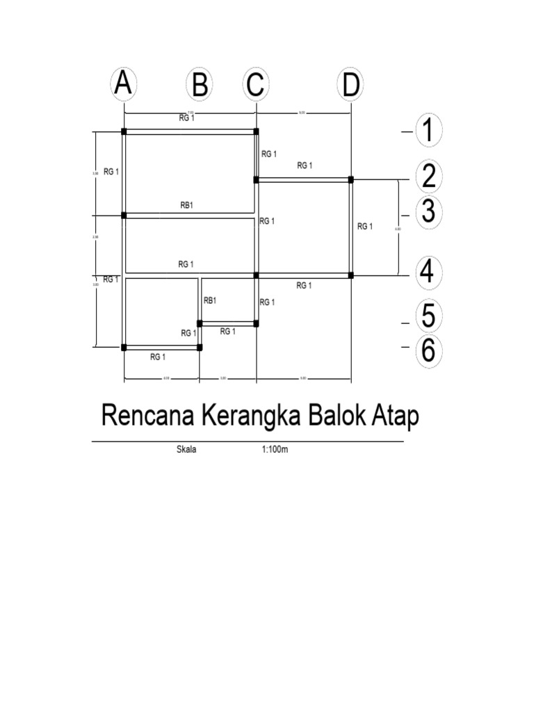 Rencana Kerangka Balok Atap 1:100m | PDF