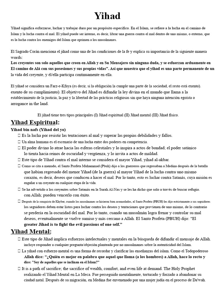Tipos y Significado del Yihad en Islam | PDF | Yihad | Religiones ...
