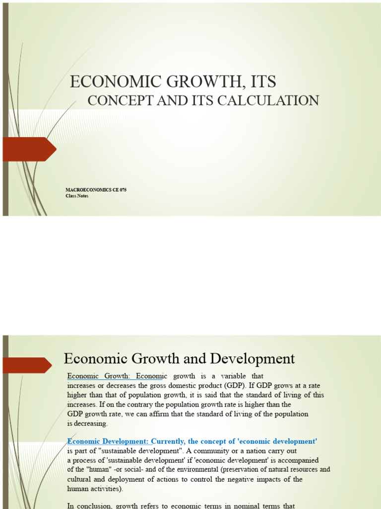 3 - Economic Growth, Its Concept and Its Calculation | PDF | Economic ...