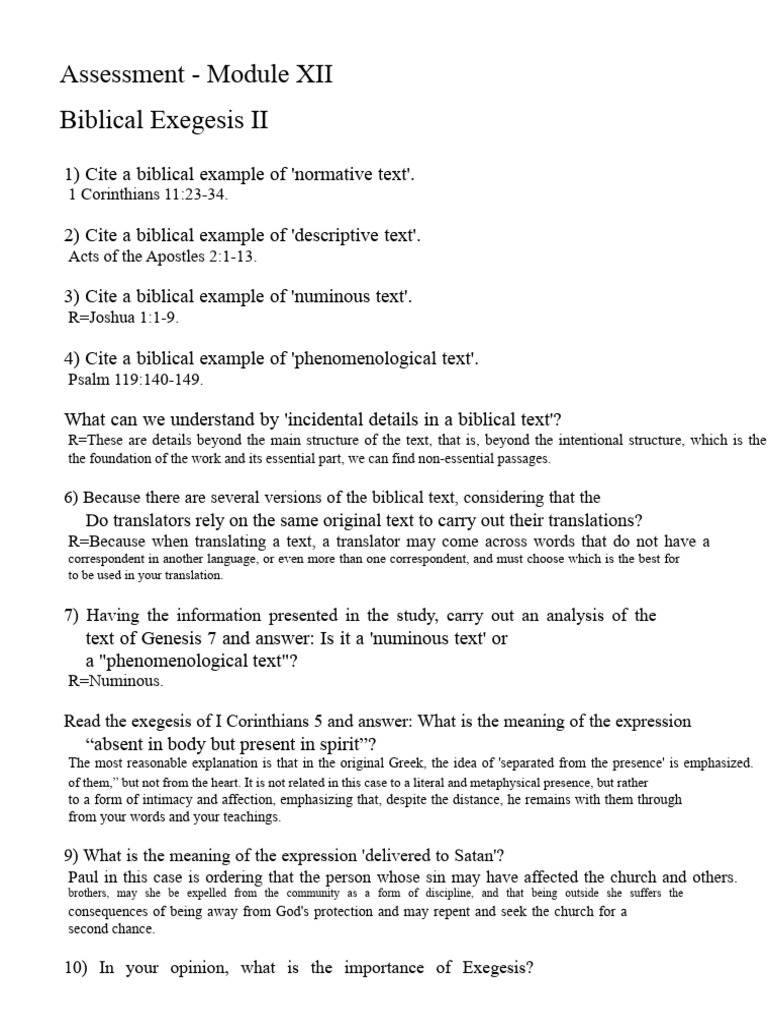 Biblical Exegesis Evaluation II - Module XIII.docx | PDF