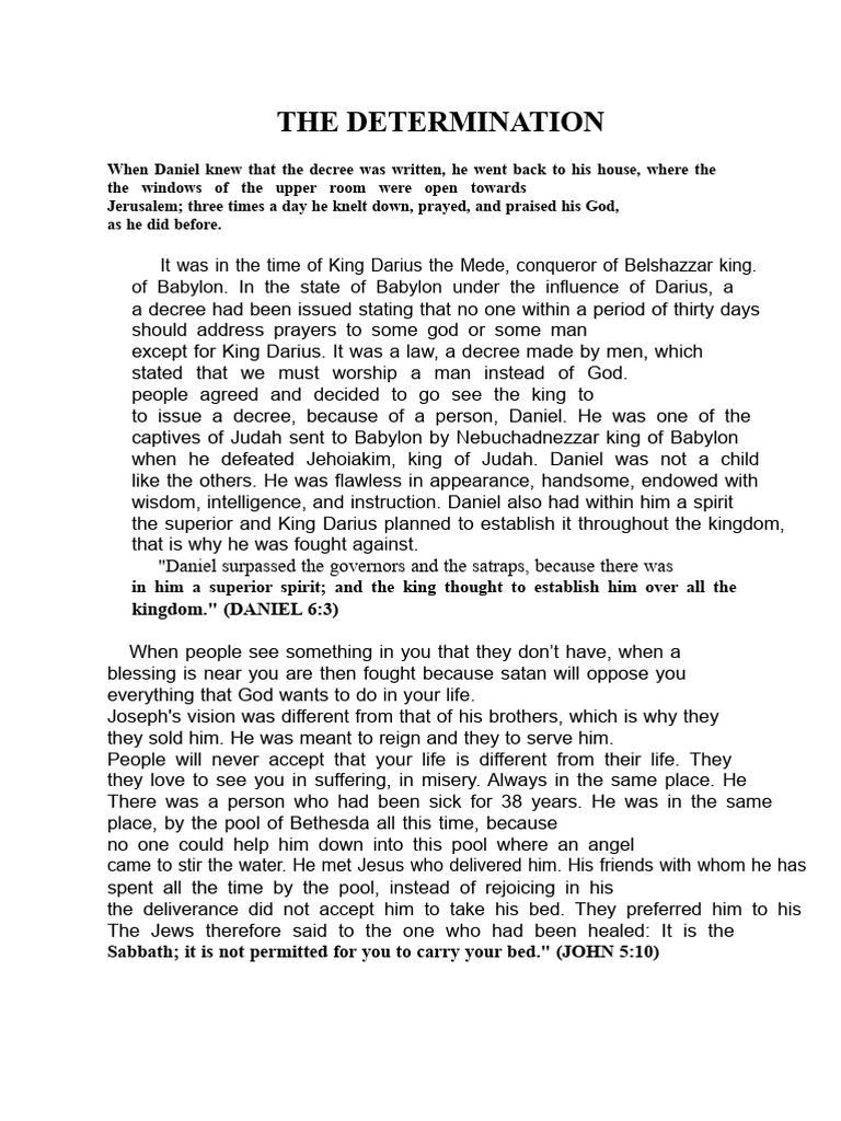 DETERMINATION | PDF | Daniel (Biblical Figure) | Religious Belief And ...