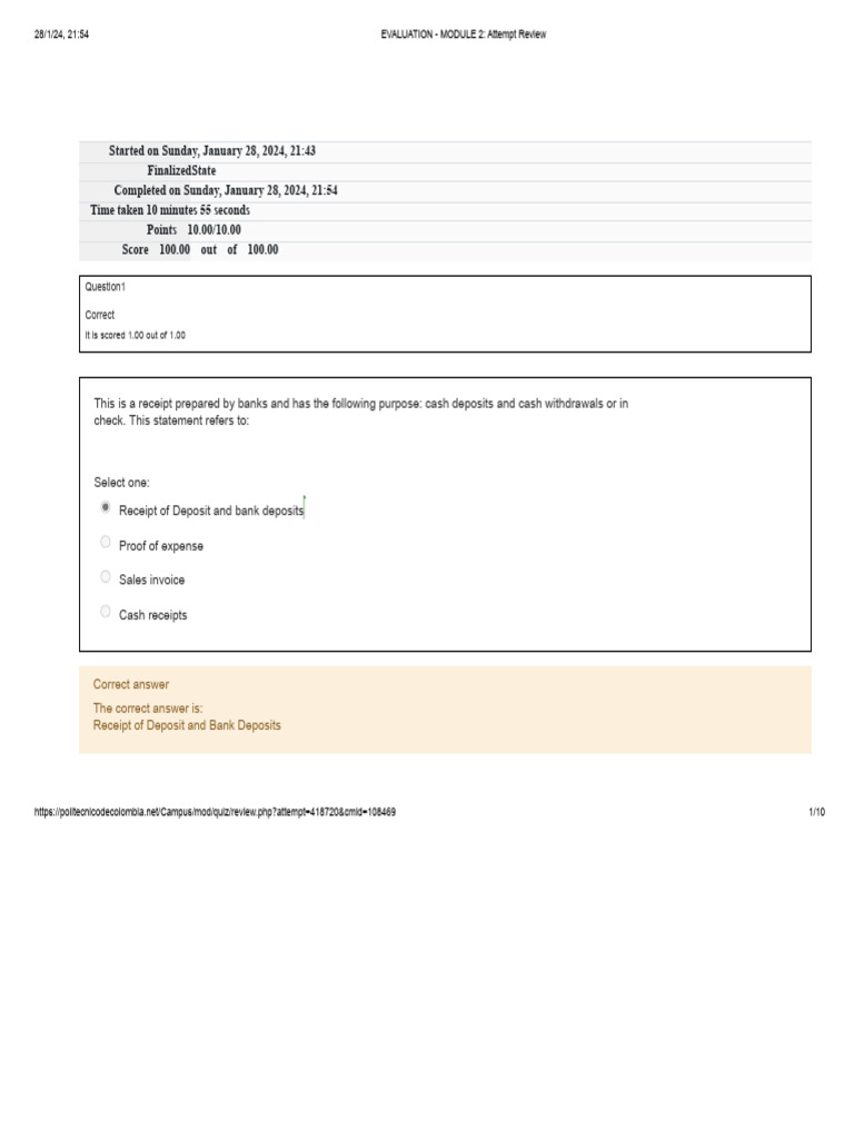 EVALUATION - MODULE 2_ Review of the attempt | PDF | Receipt | Banks