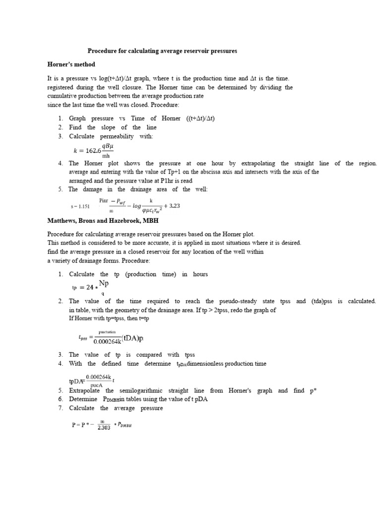 Average Reservoir Pressure Calculation Methods | PDF | Pressure | Average