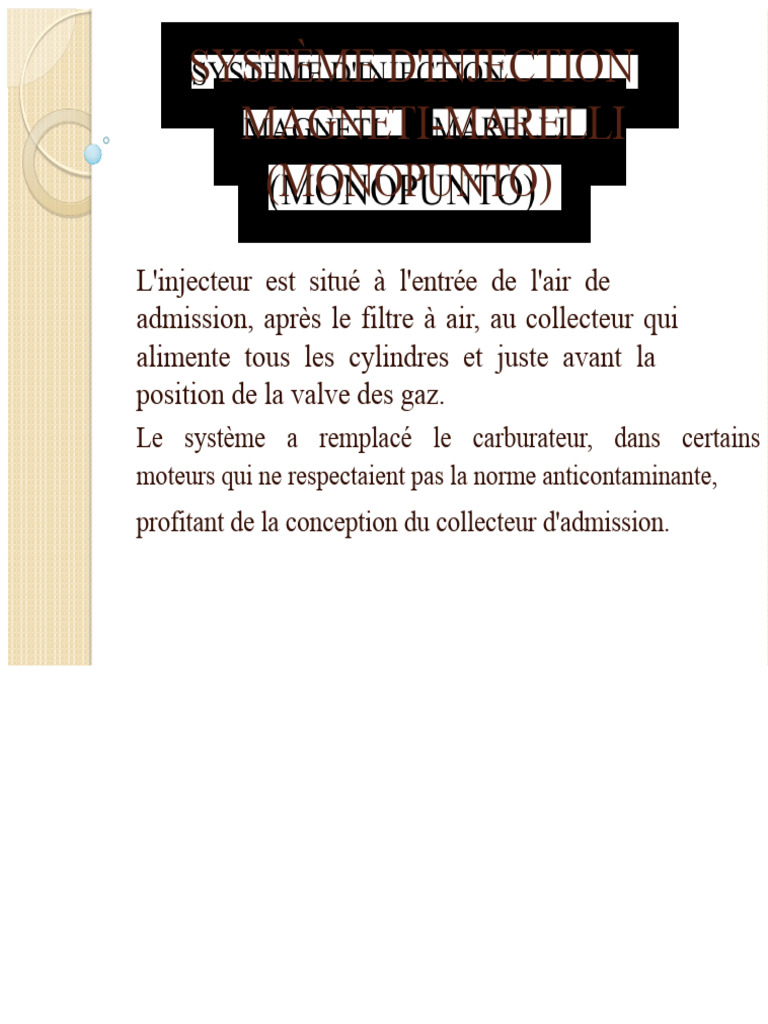 Système d'Injection Monopoint Magneti Marelli | PDF | Injection (moteur ...