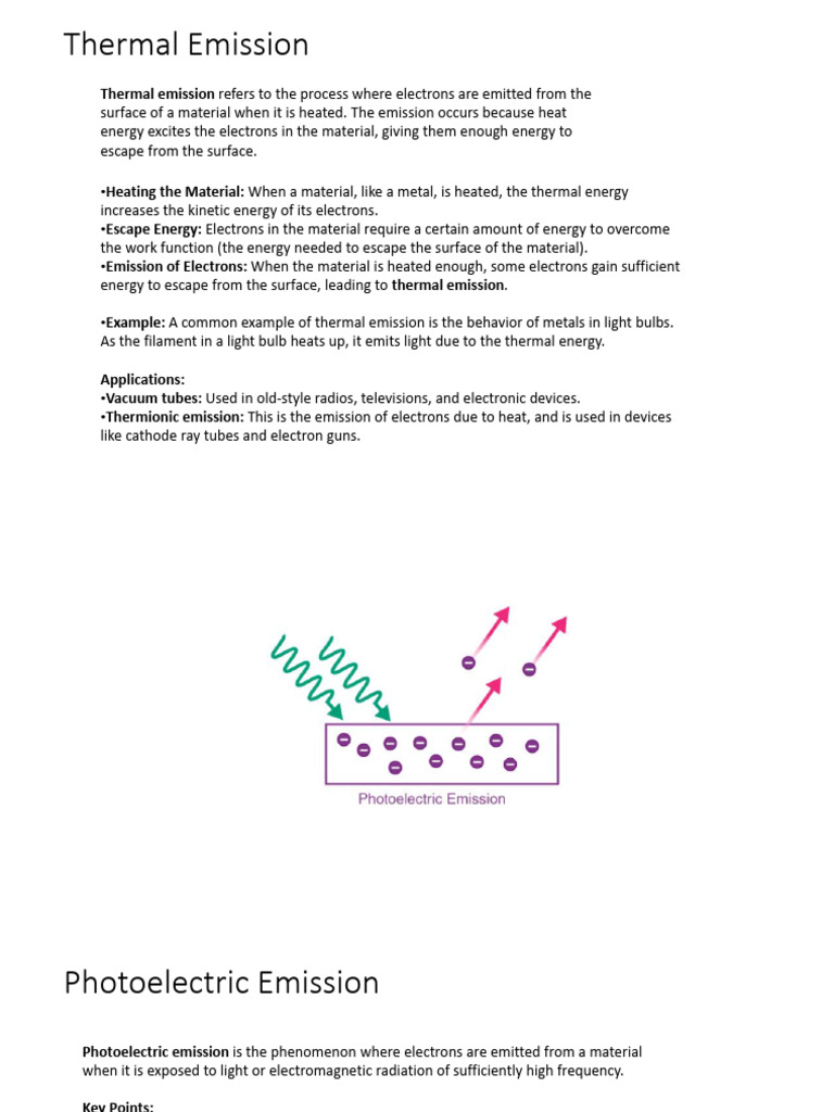 Thermal and Photoelectric Emission Explained | PDF | Photoelectric ...