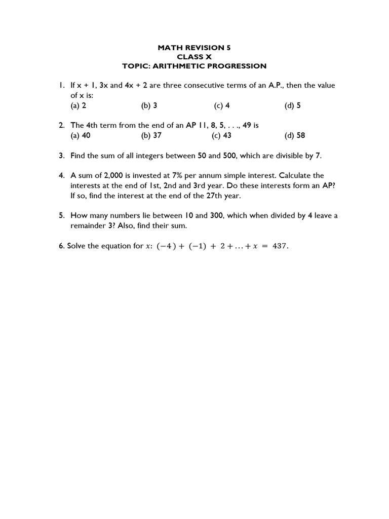 Class x Math Revision 5 | PDF