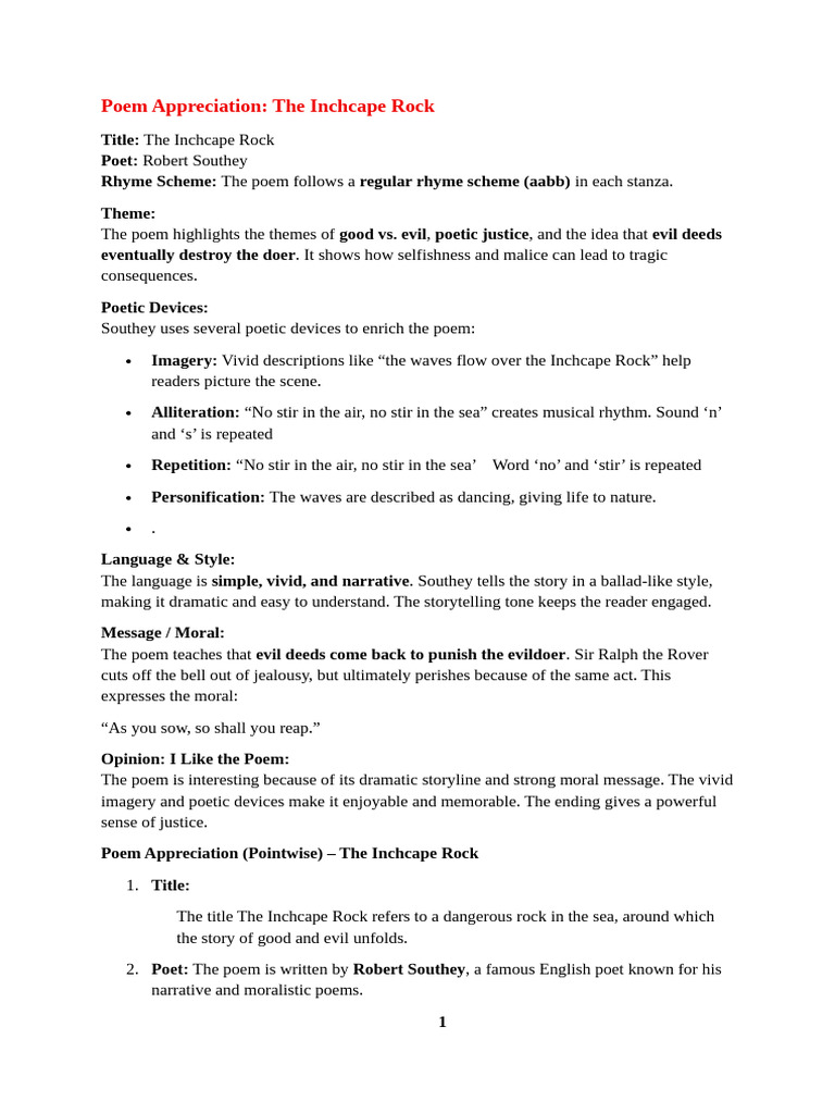Analyzing "The Inchcape Rock" Poem | PDF | Poetry | Literary Theory
