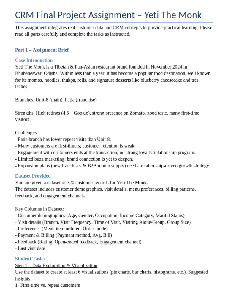 Yeti CRM Final Project Assignment | PDF | Customer Relationship ...