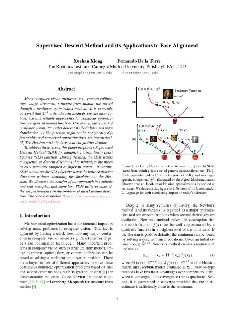 Supervised Descent Method for Face Alignment | PDF | Mathematical ...