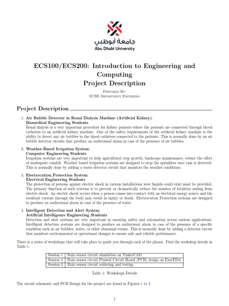 ECS100-ECS200 - Project Description | PDF | Kidney | Printed Circuit Board
