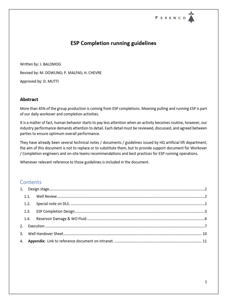 ESP Completion Guidelines for Engineers | PDF